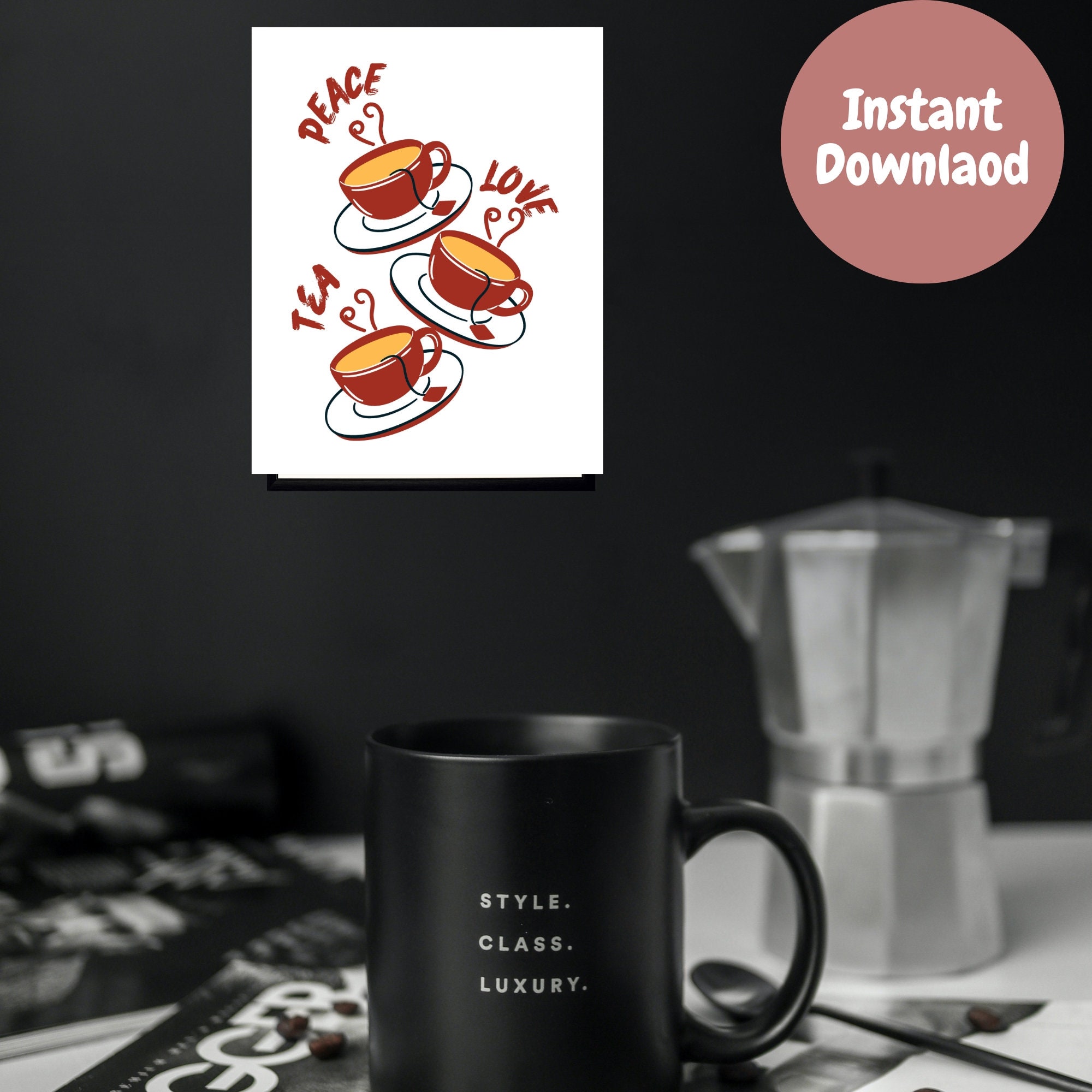 PEACE LOVE TEA / Tea Wall Art / Tea Wall Decor / Printable Wall Art ...