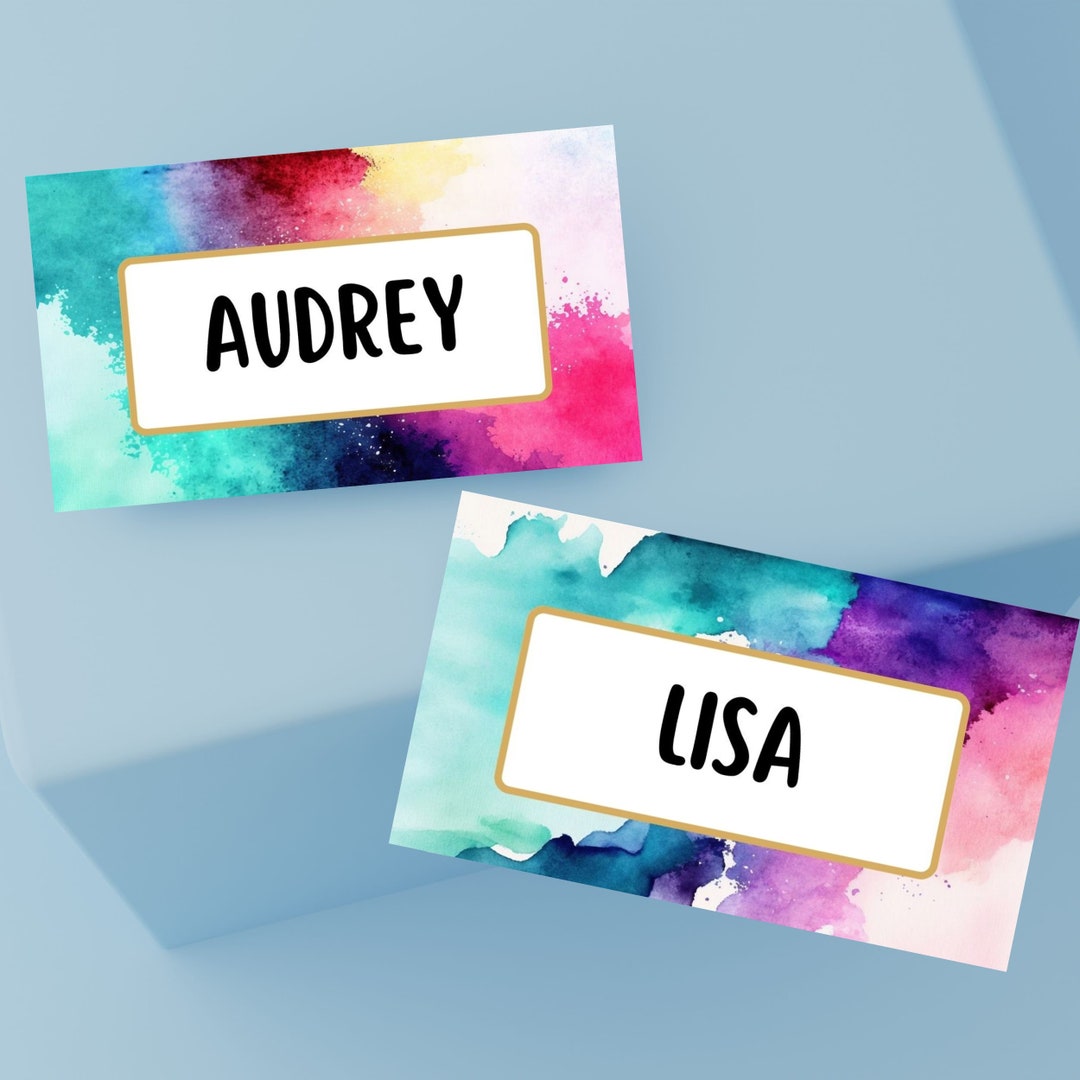 Watercolor Classroom Nametag, Editable Nametag, Watercolor Label, Back ...