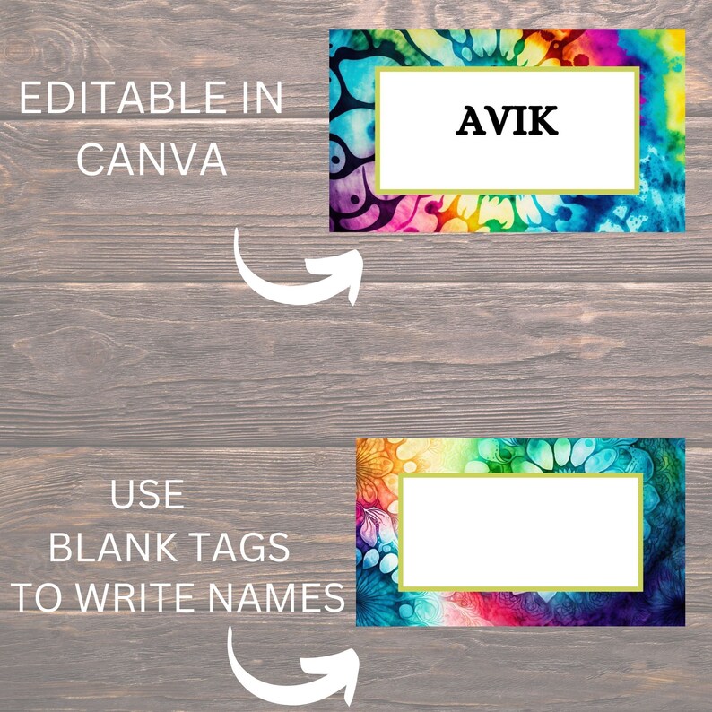 Classroom Name Tags Template TIEDYE Editable | Printable | Elementary ...