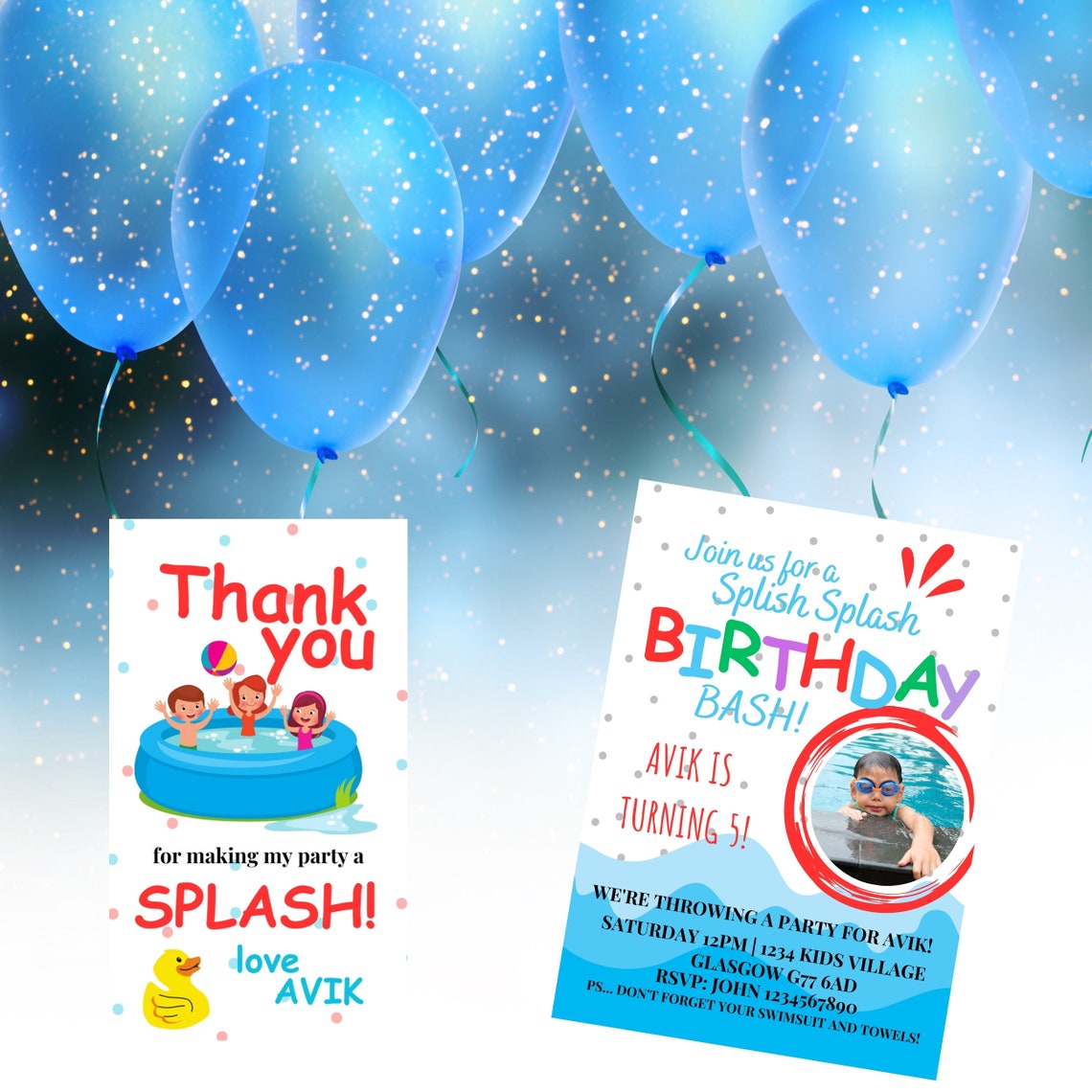 Editable Splish Splash Pool Party Invitation Summer Birthday - Etsy