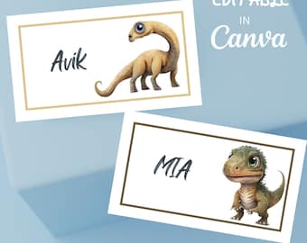 Classroom Name Tags Template Dinosaur Editable Printable Elementary ...