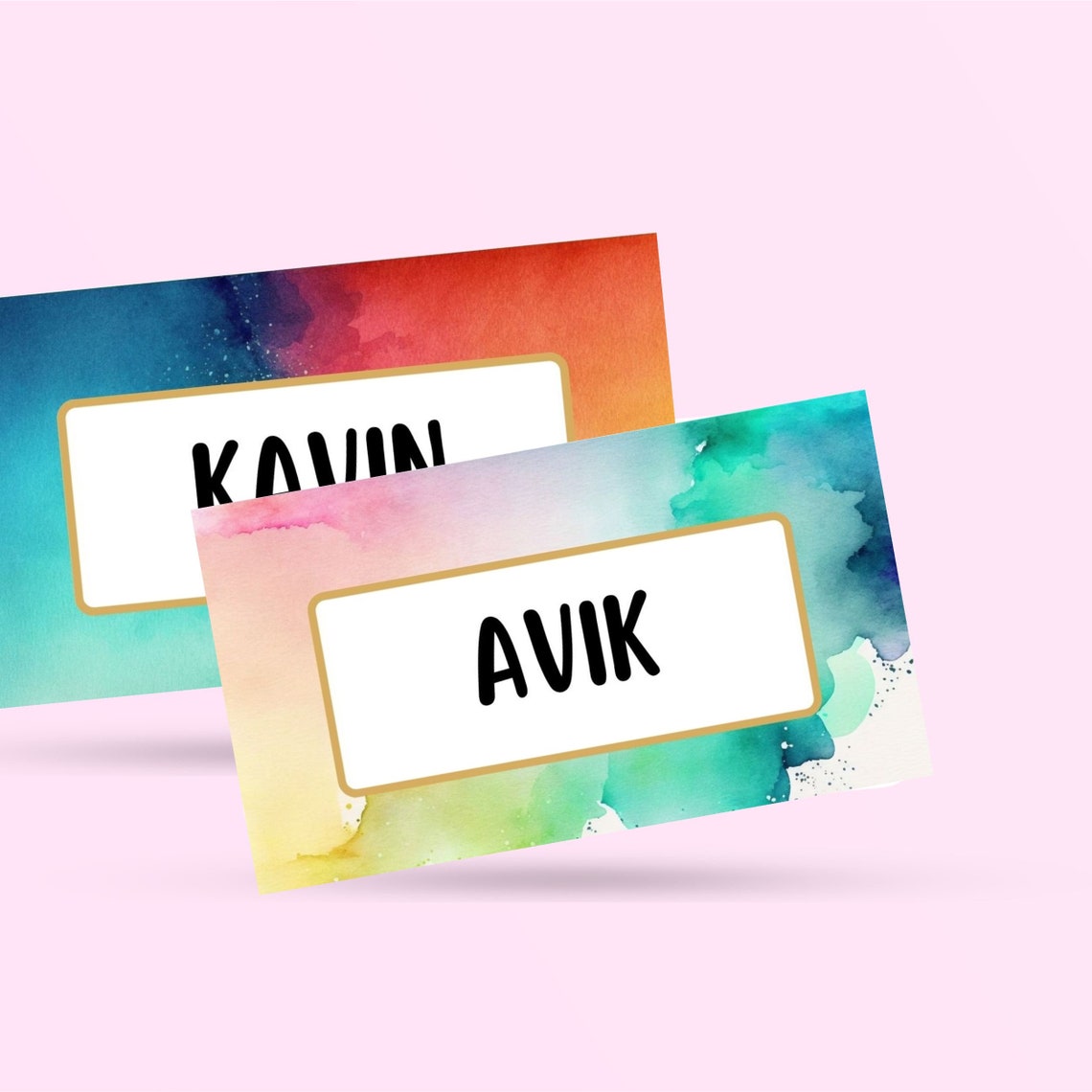 Watercolor Classroom Nametag, Editable Nametag, Watercolor Label, Back ...