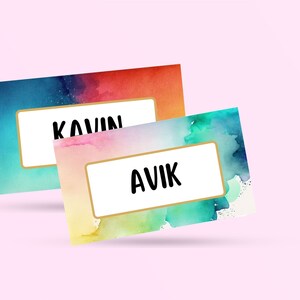 Watercolor Classroom Nametag, Editable Nametag, Watercolor Label, Back ...