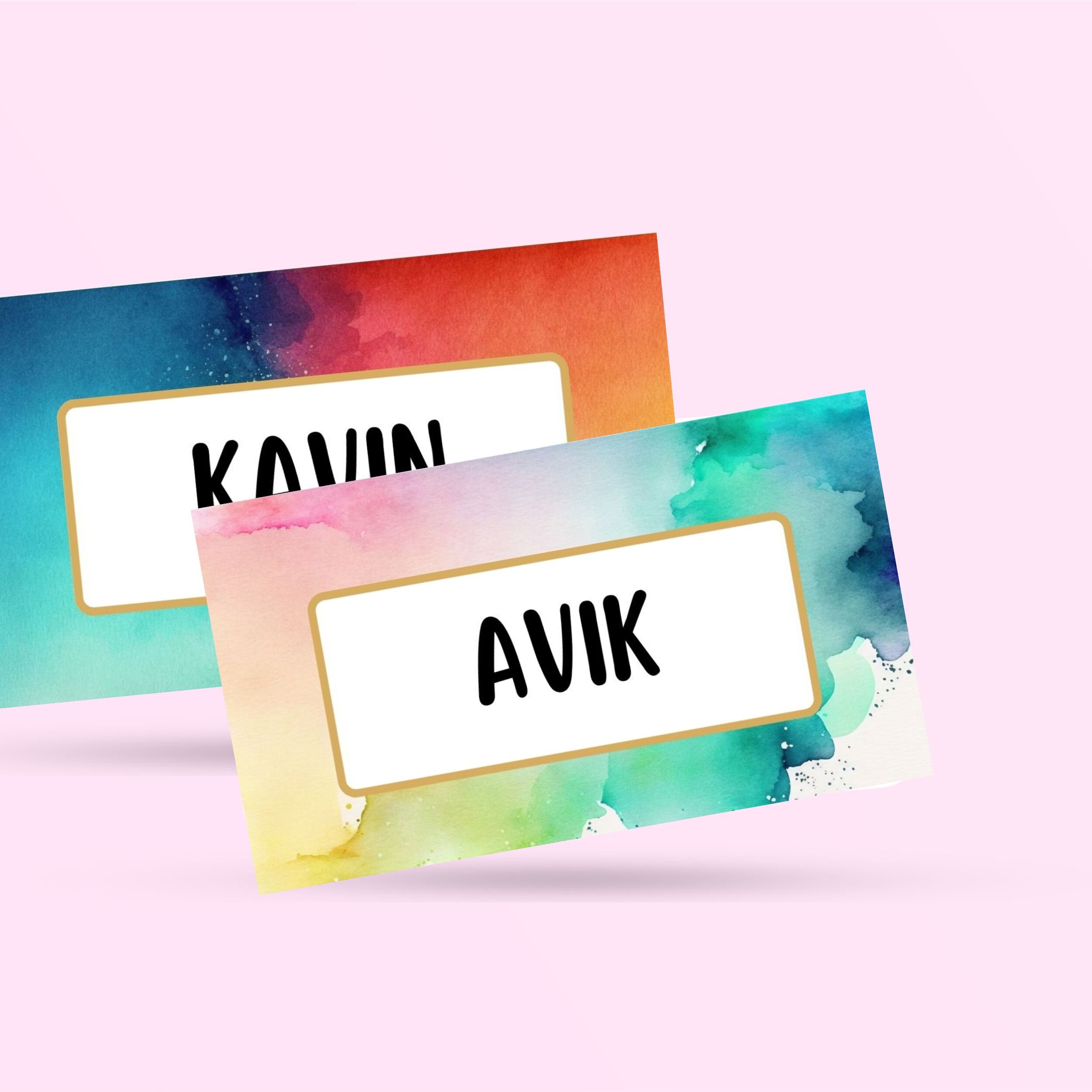 Watercolor Classroom Nametag, Editable Nametag, Watercolor Label, Back ...