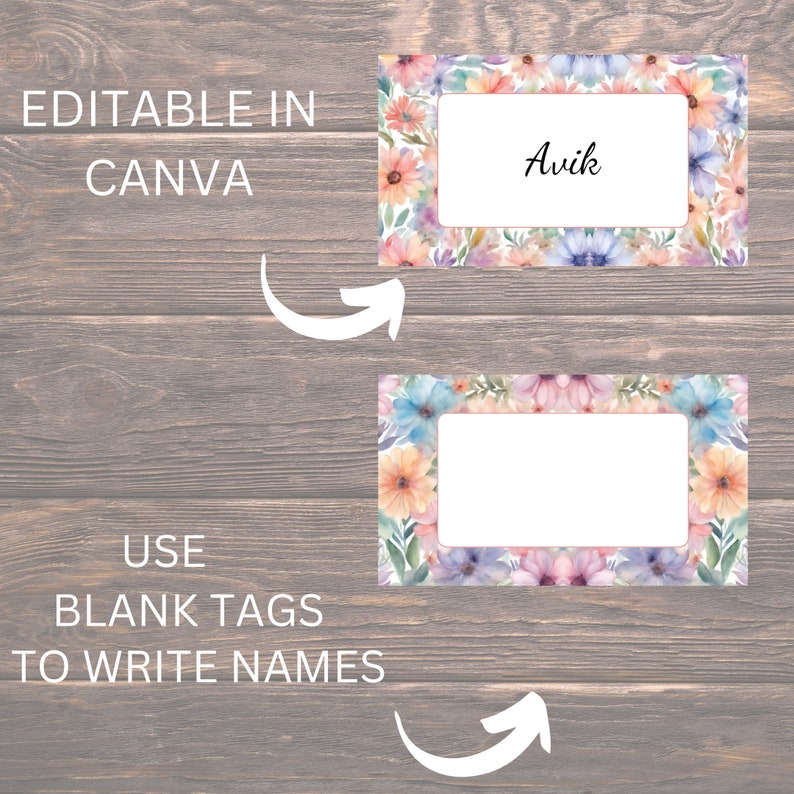 Pastel Flower Watercolor Classroom Nametag | Editable | Printable ...