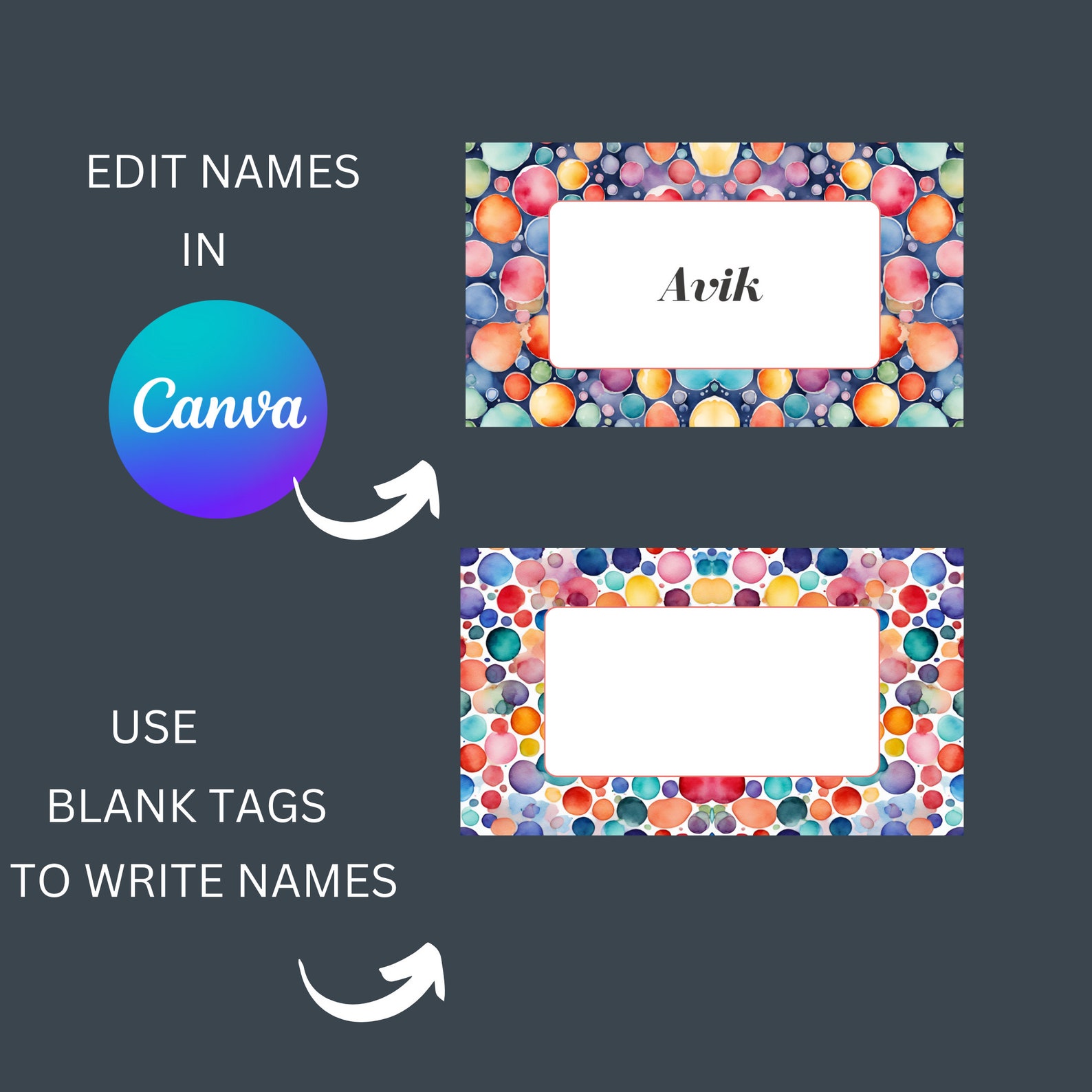 Classroom Name Tags Bubbles Watercolor | Editable | Printable ...