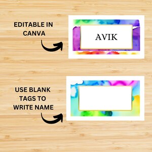 Watercolor Classroom Name Tags: Editable Printable Labels (digital ...