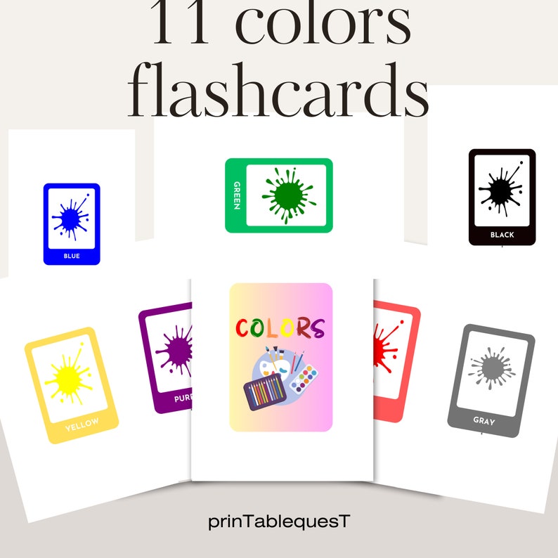 11 Color Cards, Color Flash Cardsmontessori Color Flashcards, Pre ...
