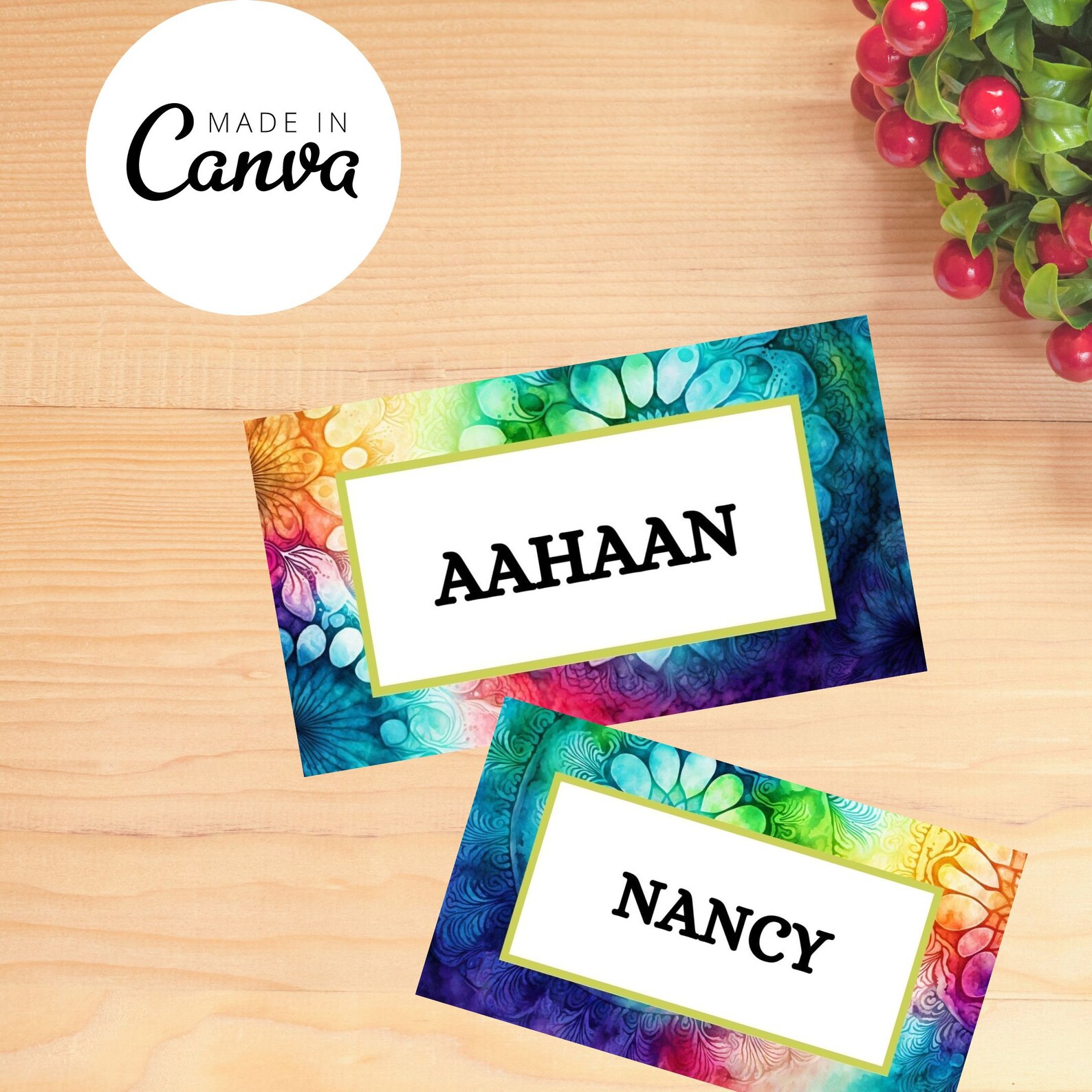 Classroom Name Tags Template TIEDYE Editable | Printable | Elementary ...