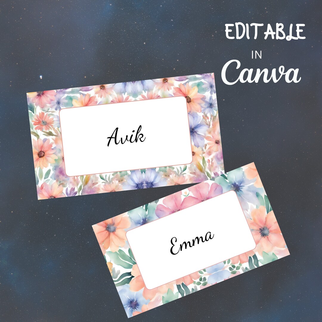 Pastel Flower Watercolor Classroom Nametag | Editable | Printable ...