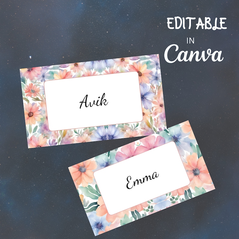 Pastel Flower Watercolor Classroom Nametag | Editable | Printable ...