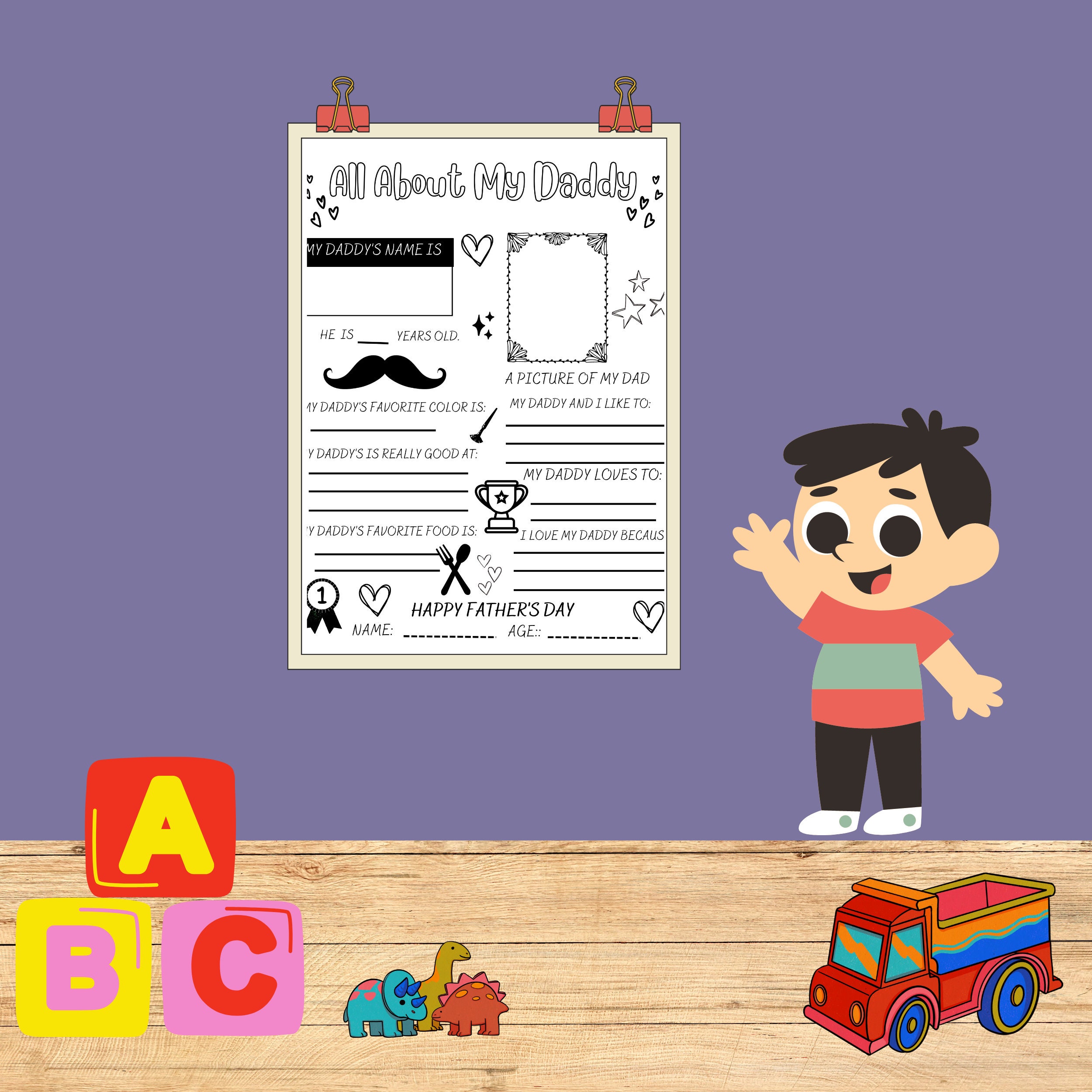 Printable Gift for Daddy, Father's Day Printable, All About My Daddy ...