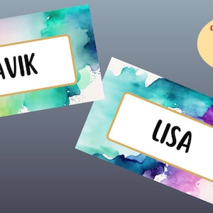 Classroom Name Tags Template Watercolor Editable Printable Elementary ...