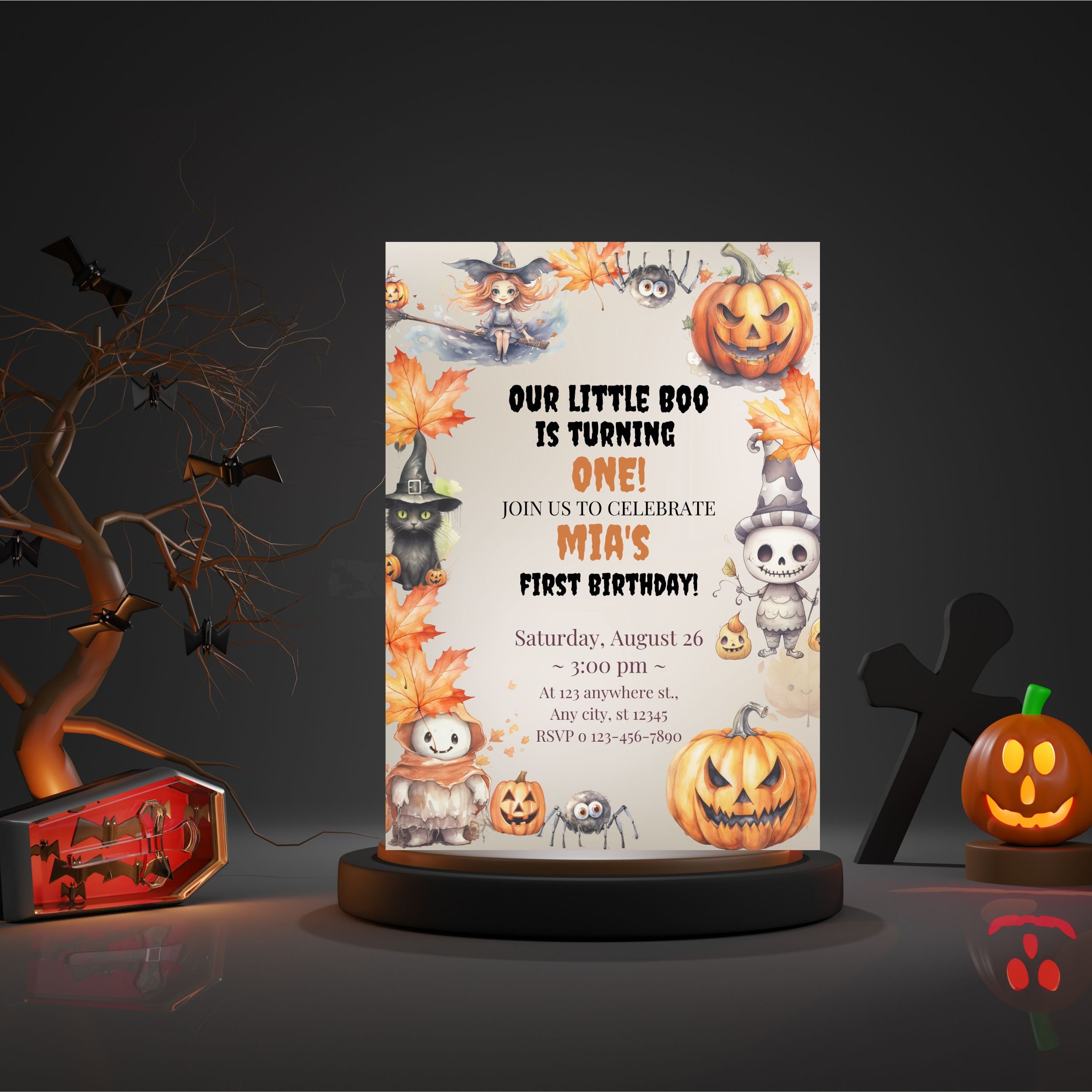 Editable Little Boo First Birthday Party Invitation, Halloween Ghost ...