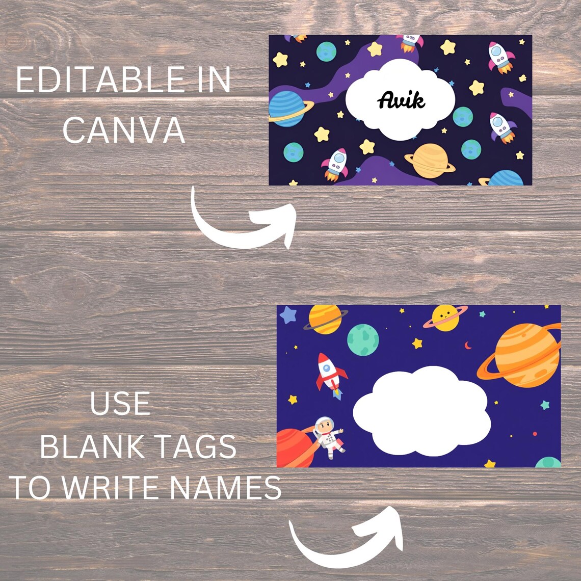 Kids Space Name Tag Template, Editable Space Nametag, Classroom Label ...