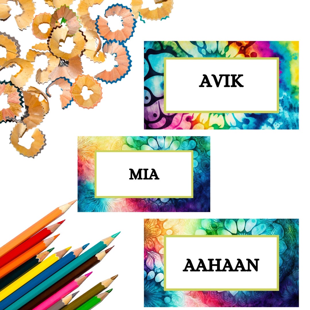 Classroom Name Tags Template TIEDYE Editable | Printable | Elementary ...