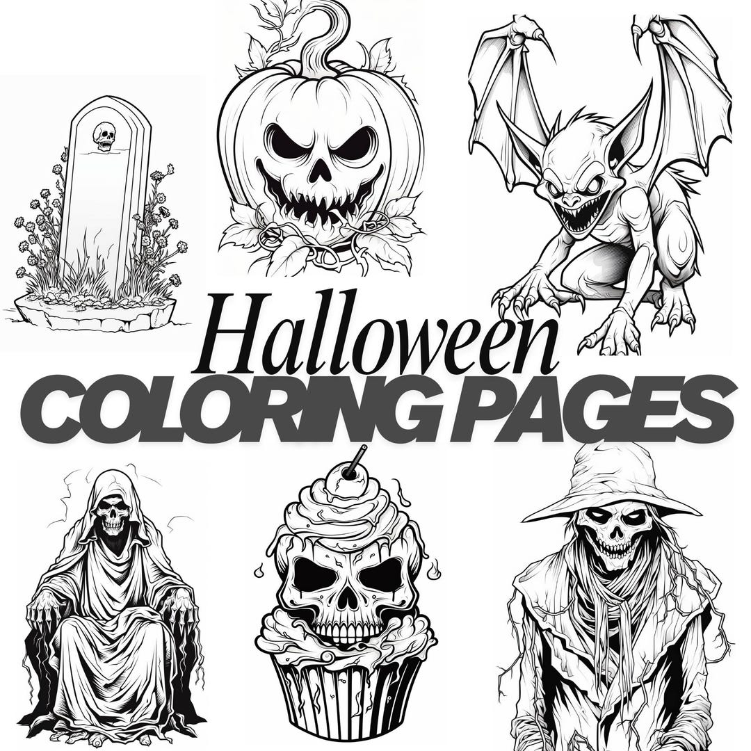 50 Halloween Coloring Pages for Kids/adults PDF | Ghosts, Pumpkins ...