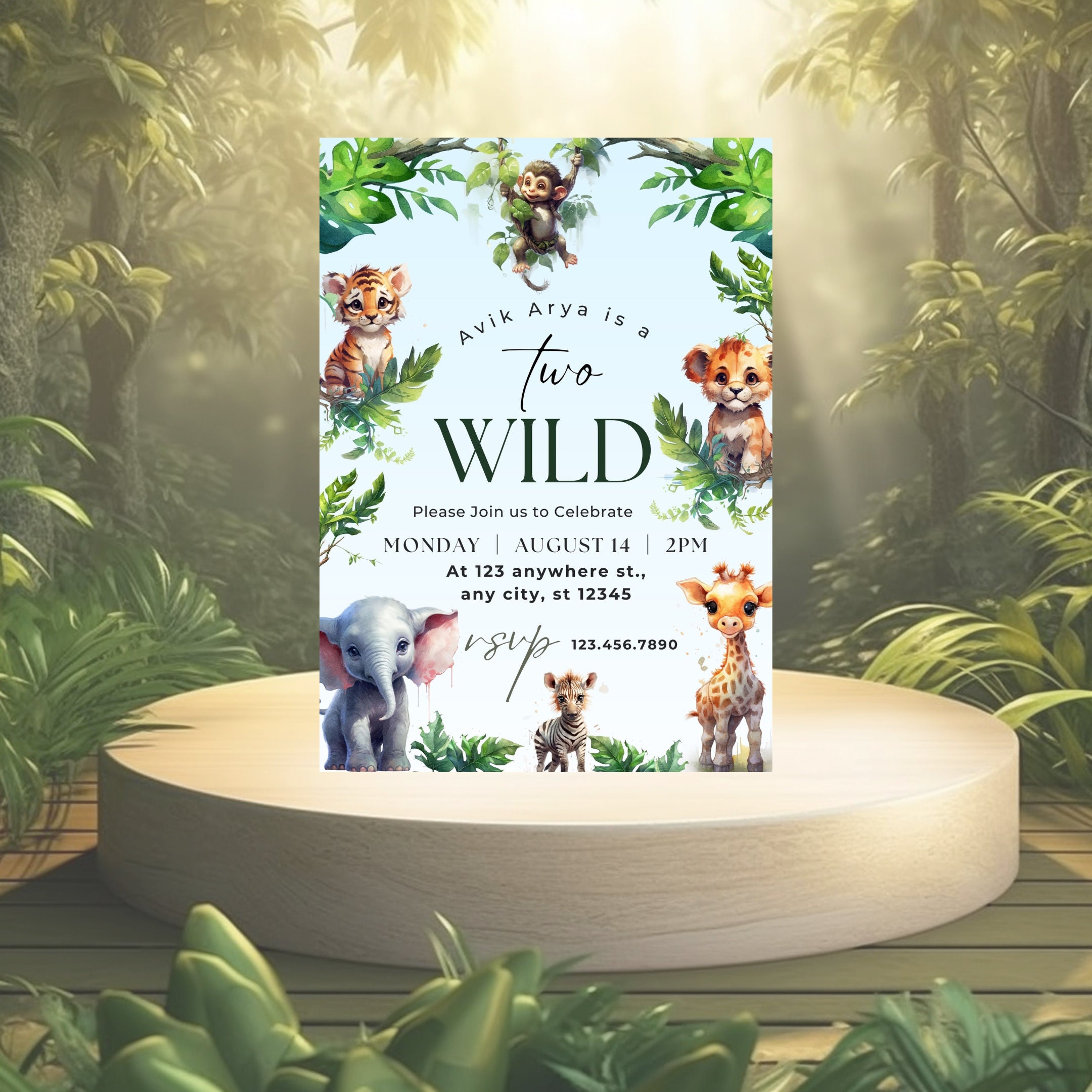 Safari Two Wild Birthday Invitation: Jungle Animals (digital Template ...