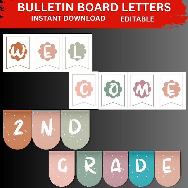 Classroom Bulletin Board Letters, Editable in Canva, PASTEL Modern ...