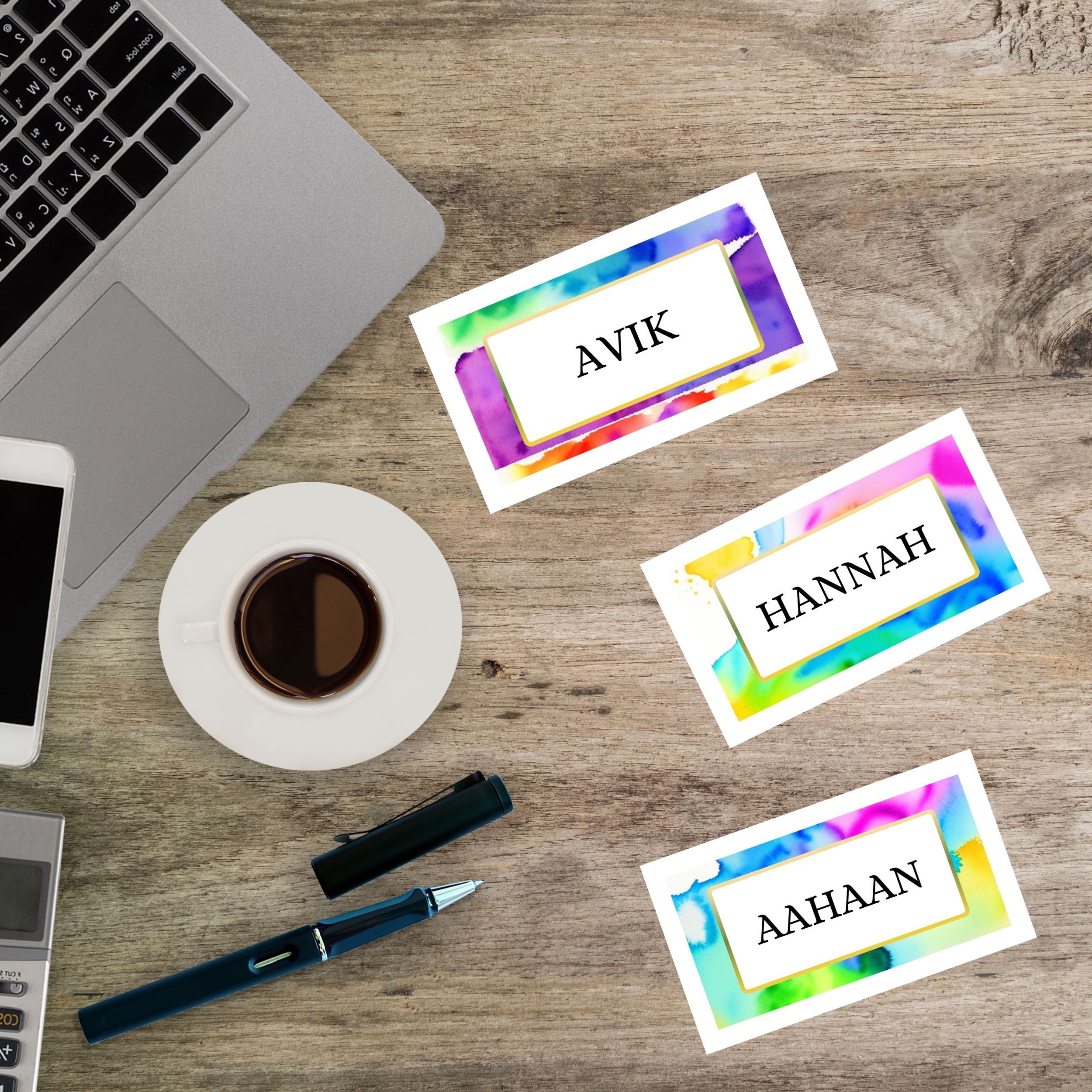Classroom Name Tags Template Watercolor | Editable | Printable ...