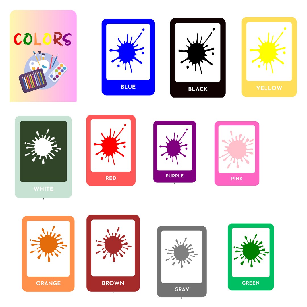 11 Color Cards, Color Flash Cardsmontessori Color Flashcards, Pre ...