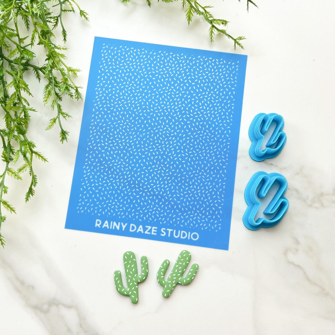 Cactus Clay Cutter & Cactus Spike Polymer Clay Silk Screen Stencil ...