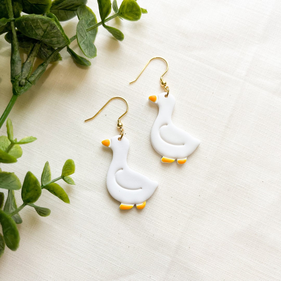 Silly Goose Earrings Polymer Clay Cottage Core Jewelry Handmade Gift ...