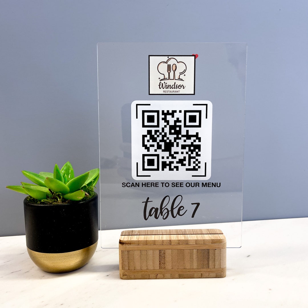 QR Code Contactless Menu, QR Code Scan for Menu in Clear Acrylic With ... QR Code Contactless Menu, QR Code Scan for Menu in Clear Acrylic With ...