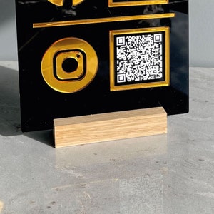 Social Media Sign With Stand, QR Code Business Sign, Any Logo, Any ...