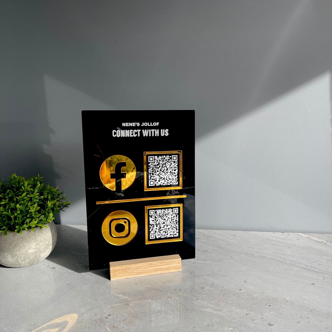 Social Media Sign With Stand QR Code Business Sign Any Logo - Etsy