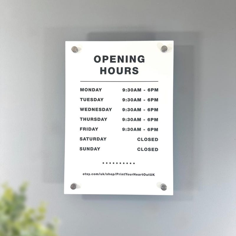 Business Hours Sign - Etsy