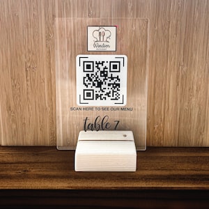 QR Code Contactless Menu, QR Code Scan for Menu in Clear Acrylic With ...