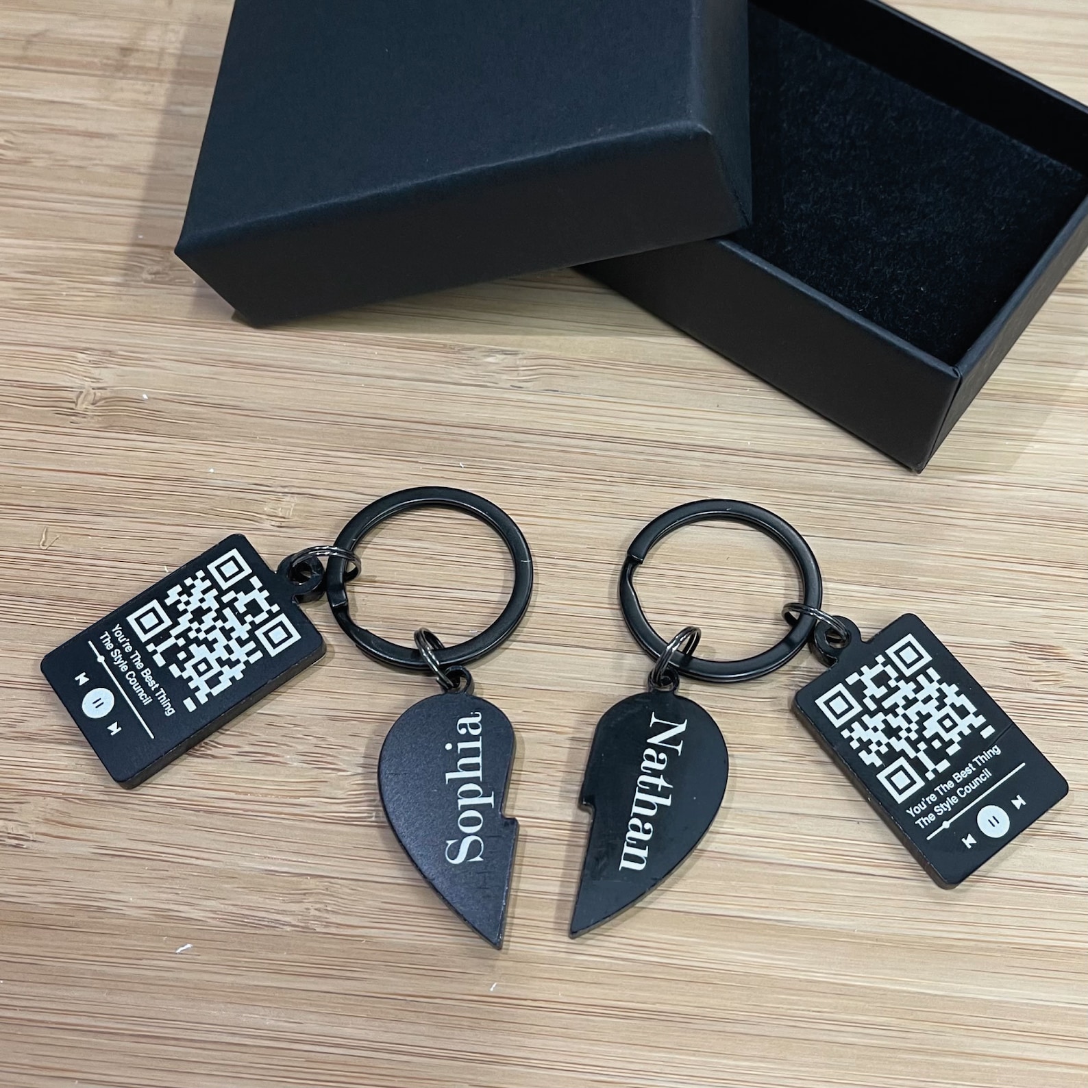 Music QR Code Keychain Pair Heart Keyring With Scannable QR - Etsy