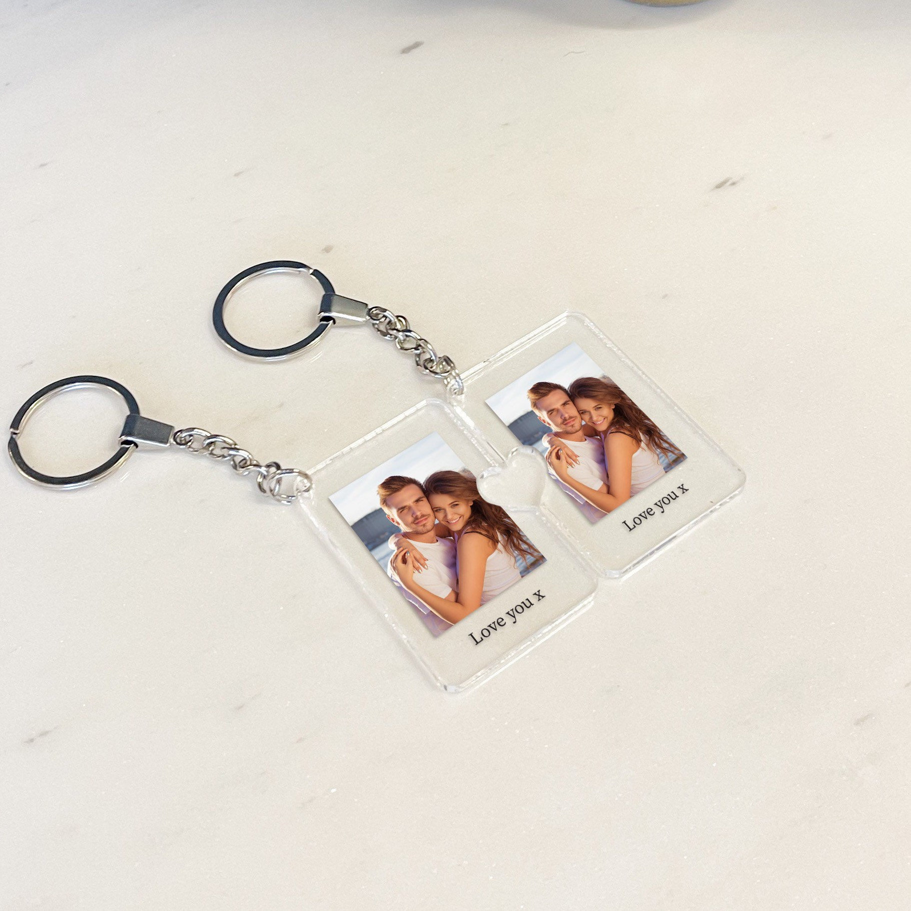 Personalised Photo Keyring Pair Custom Photo Any Message - Etsy UK