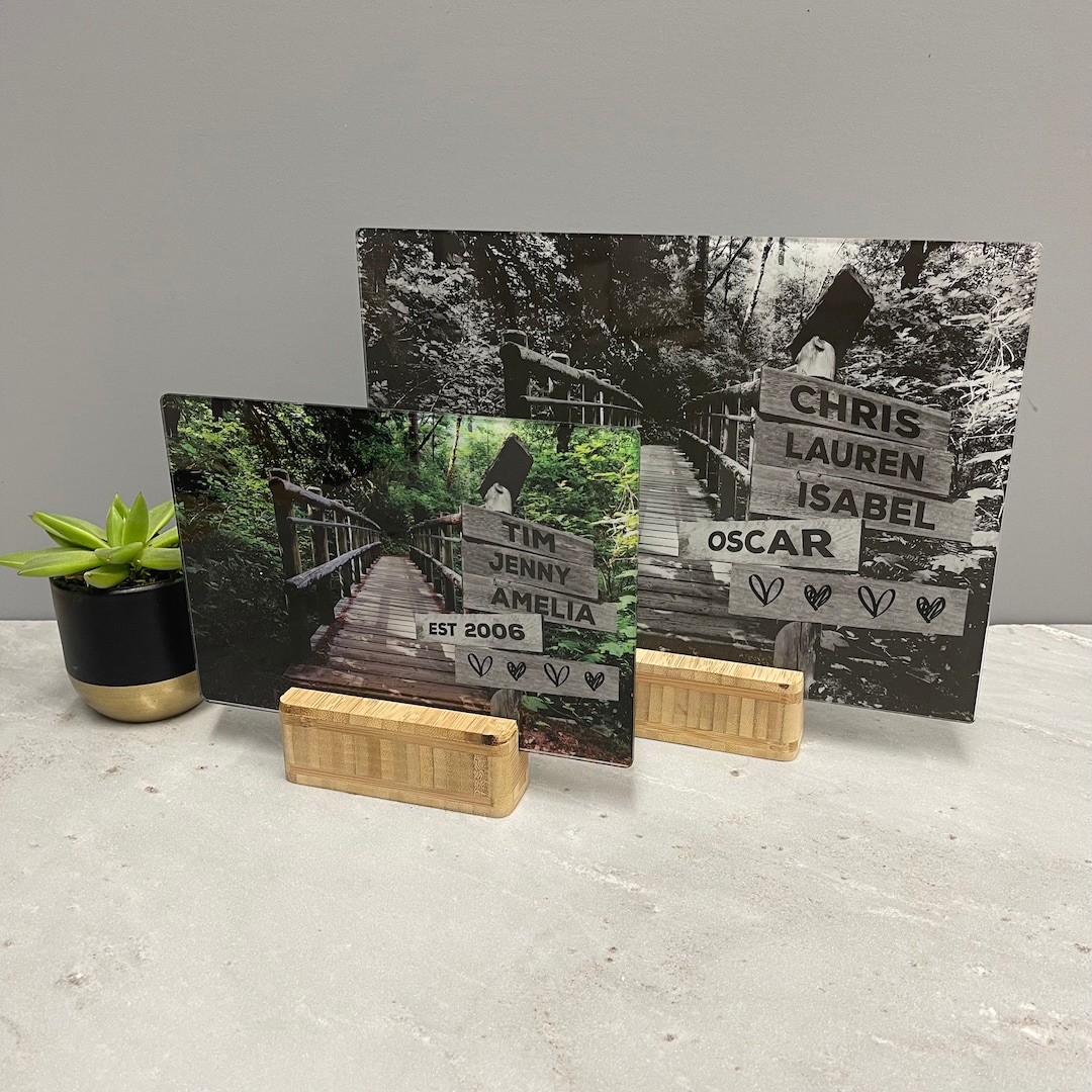 Personalised Multi Names Plaque With Wooden Stand, Family Names Gift ...