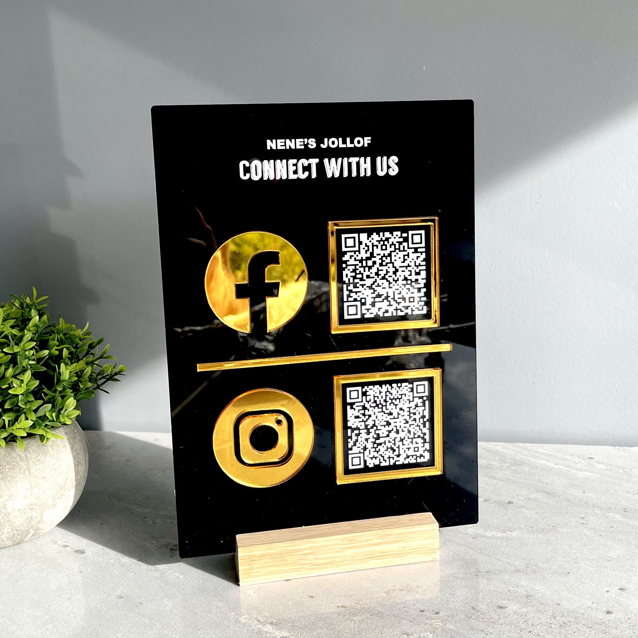 Social Media Sign With Stand QR Code Business Sign Any Logo - Etsy UK