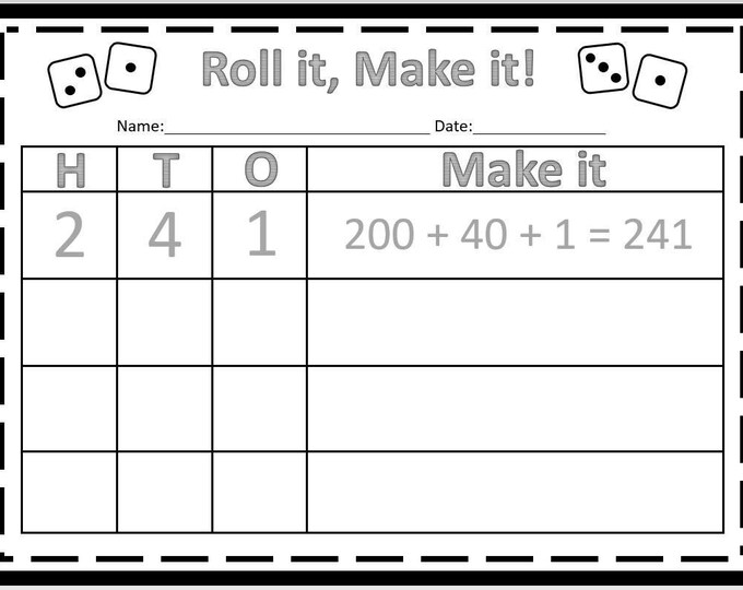 Place Value Activity Roll It, Make It - Etsy