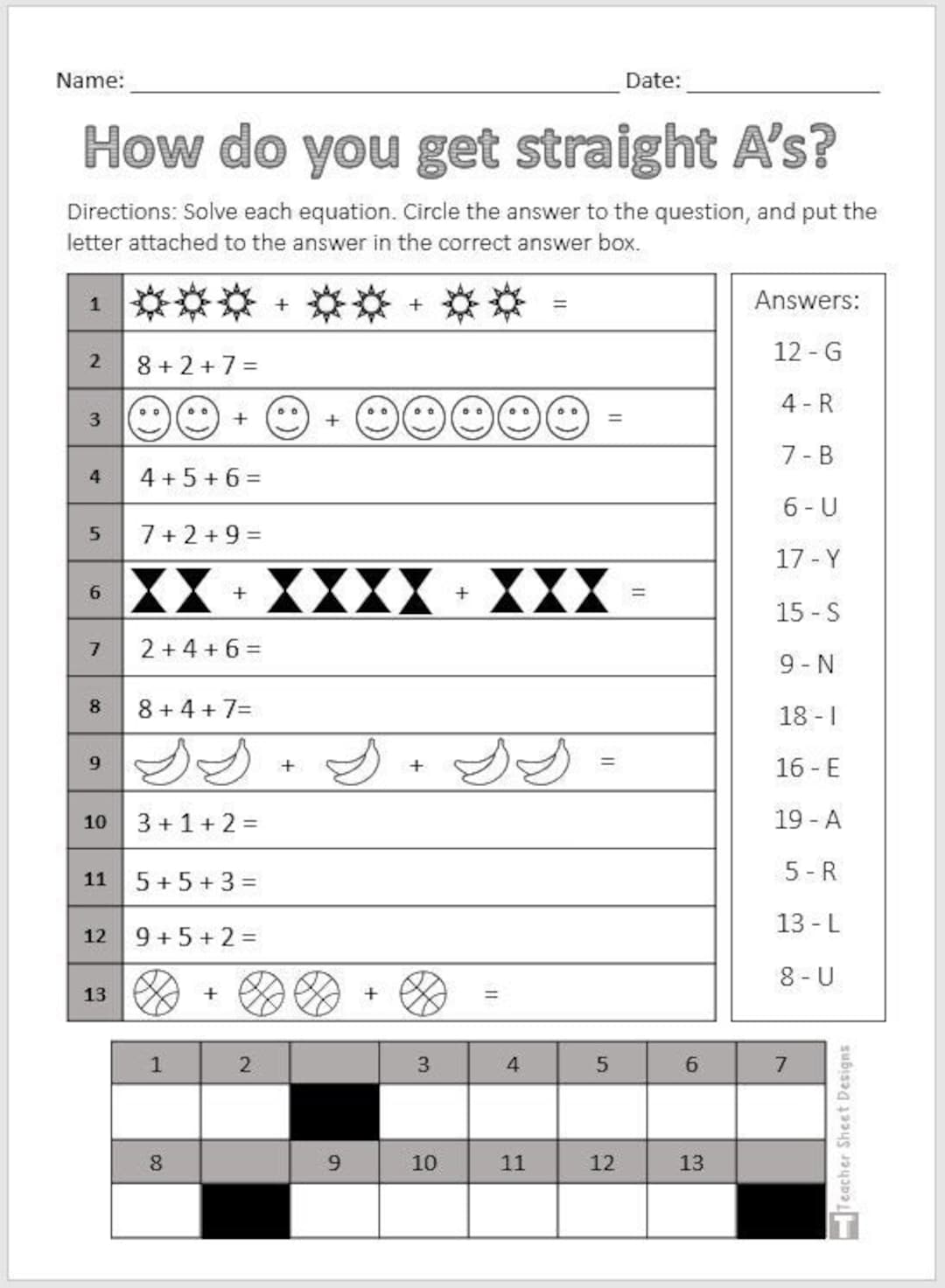 Addition Logic Puzzle for 1st and 2nd Graders - Etsy