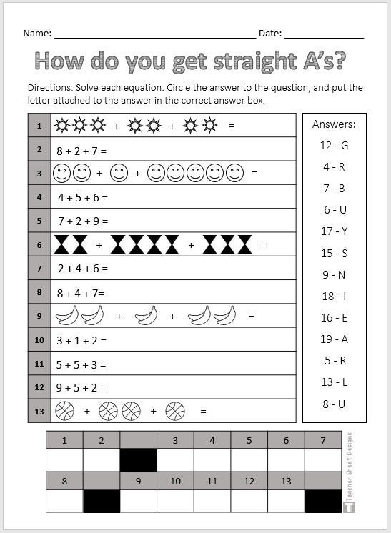 Addition Logic Puzzle for 1st and 2nd Graders - Etsy