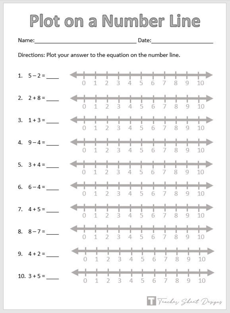 Plot on a Number Line Worksheet (Instant Download) - Etsy