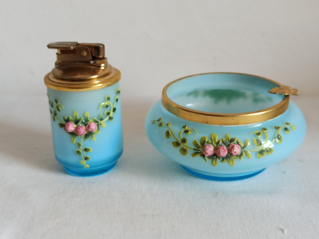 Fantastic Vintage Italian Milk Glass Smokers Set of an Ashtray With ...