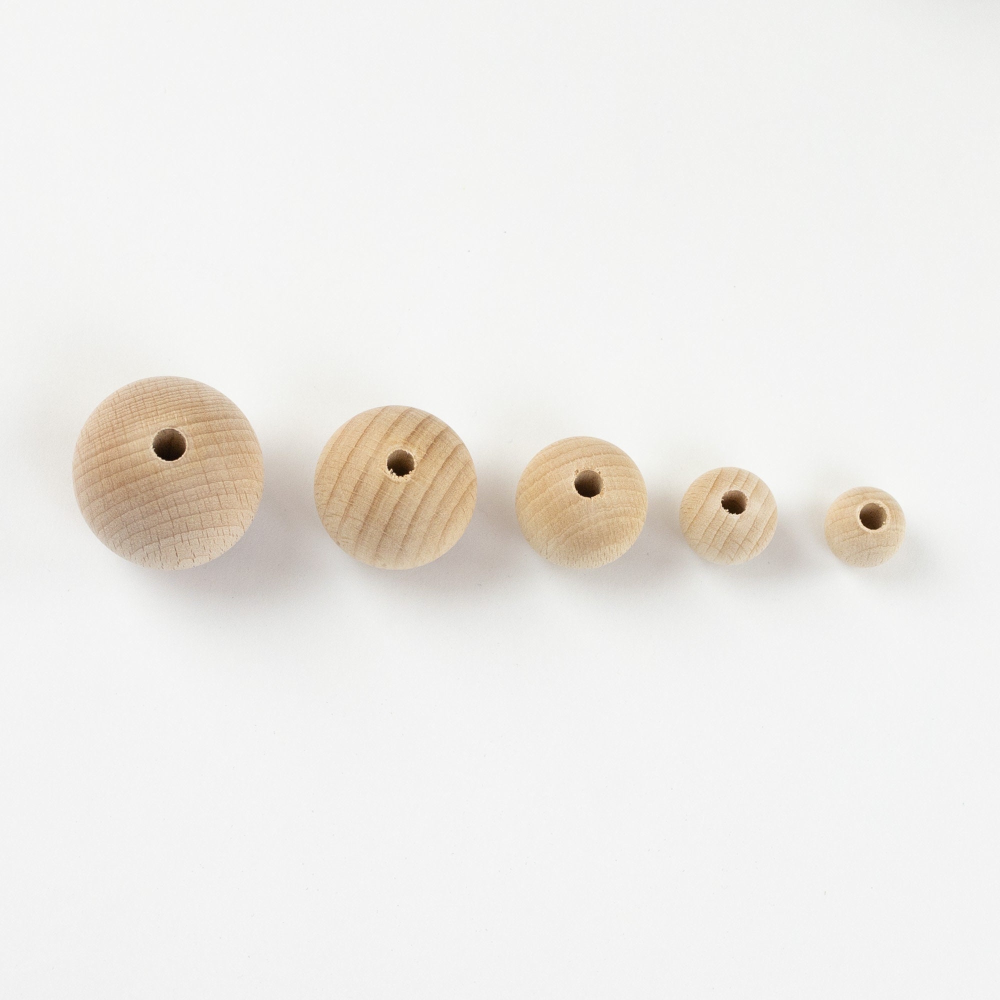 18 Mm Round Beech Wood Beads, Natural Unfinished Wood Beads - Etsy