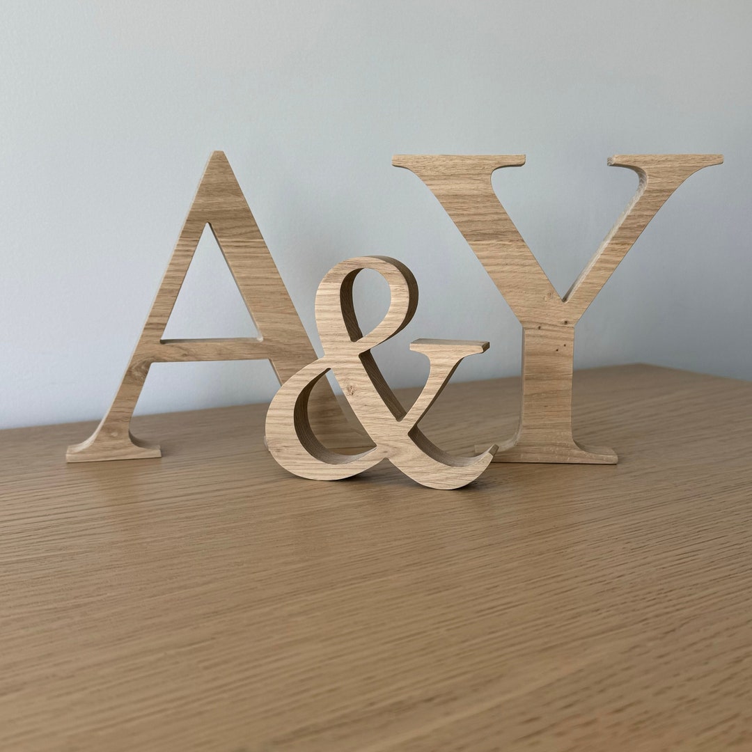 Free Standing Letters, 3 Pieces, Custom Oak Wood 3d Letters, Decorative ...