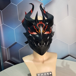 Demon Black Mask With Horns | FINISHED&PAINTED - Etsy