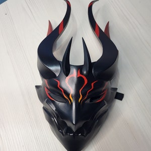 Demon Black Mask With Horns | FINISHED&PAINTED - Etsy