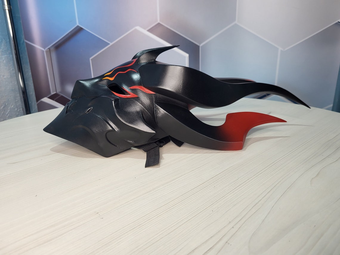 Demon Black Mask With Horns FINISHED&PAINTED - Etsy