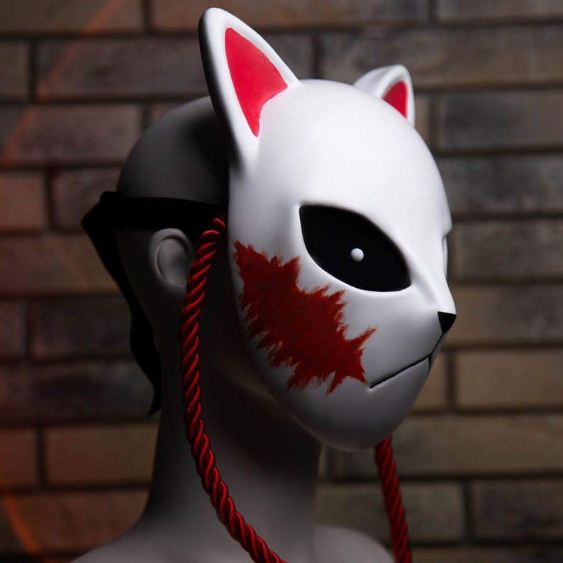 Japanese Kitsune Fox Demon Mask With Scar FINISHED&PAINTED | Etsy