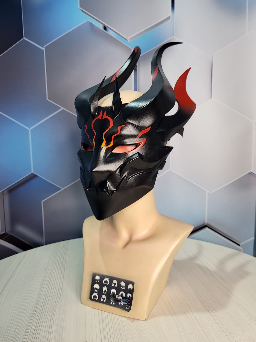 Demon Black Mask With Horns | FINISHED&PAINTED - Etsy