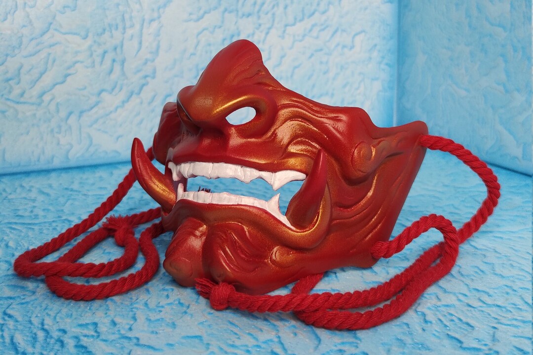 Japanese Samurai Oni Demon Half Mask | FINISHED&PAINTED - Etsy