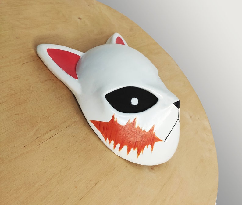 Japanese Kitsune Fox Demon Mask with scar FINISHED&PAINTED | Etsy